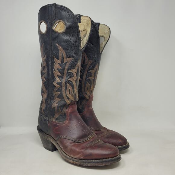 Tony Lama | Shoes | Vtg Tony Lama Boots Mens 9d Black Red Leather ...